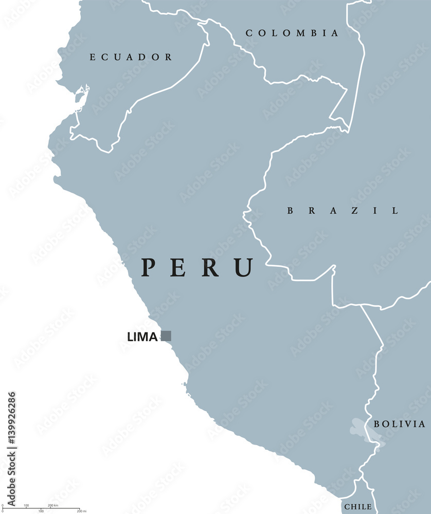 Stock-Vektorgrafik „Peru political map with capital Lima, national ...