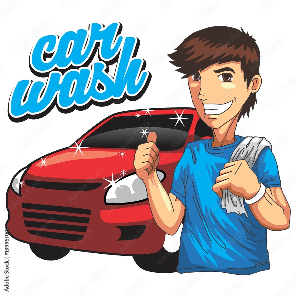 CARTOON CAR WASH ILLUSTRATION Stock Vector | Adobe Stock