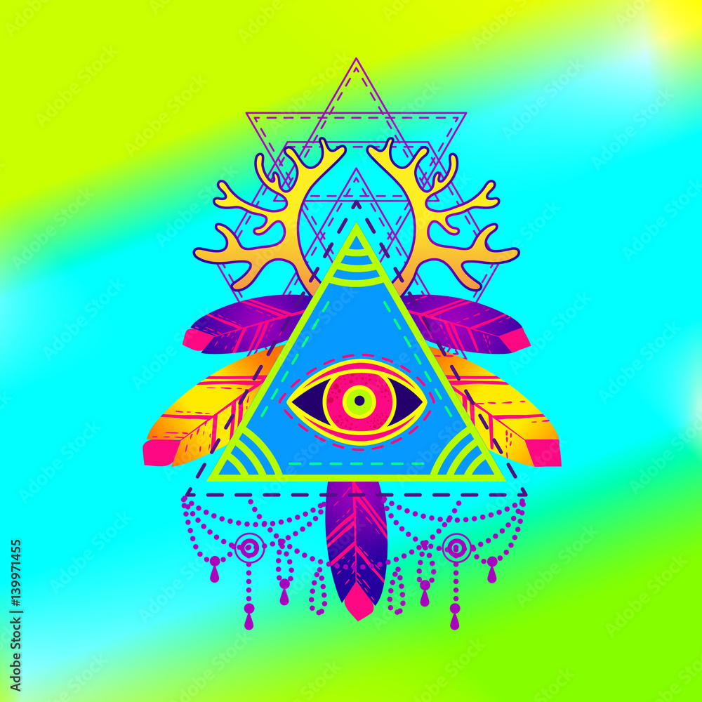 Vektor All-seeing eye pyramid symbol. Old school tattoo. Mystic sign of ...