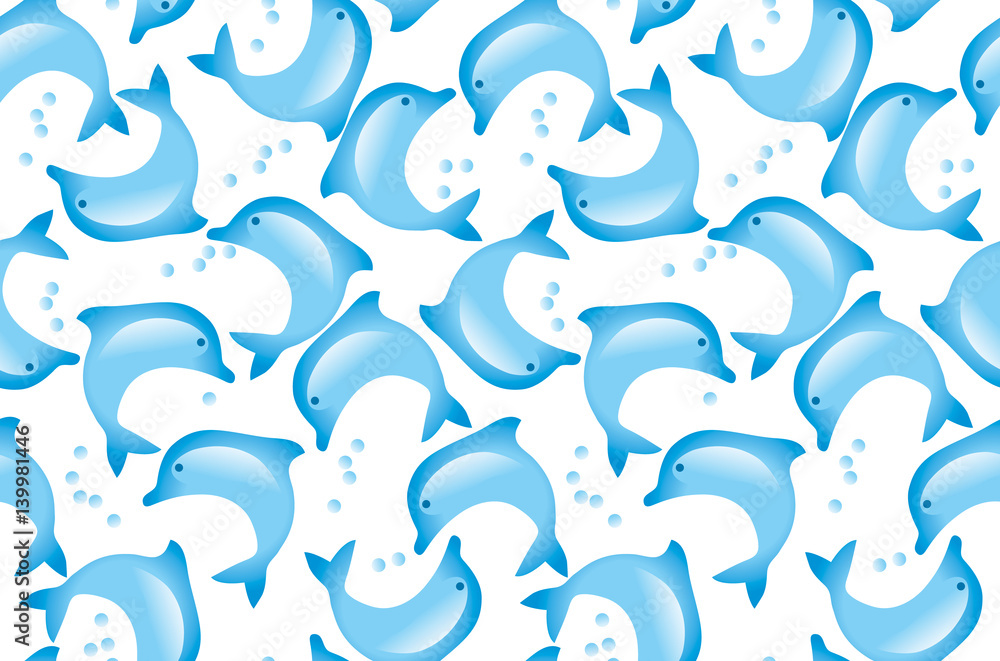 Abstract dolphin seamless pattern in kid-style tender pastel color ...
