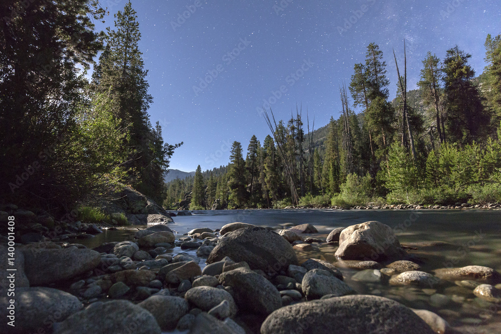 River Stars - Flowing river through the Sierra Nevada mountains at ...