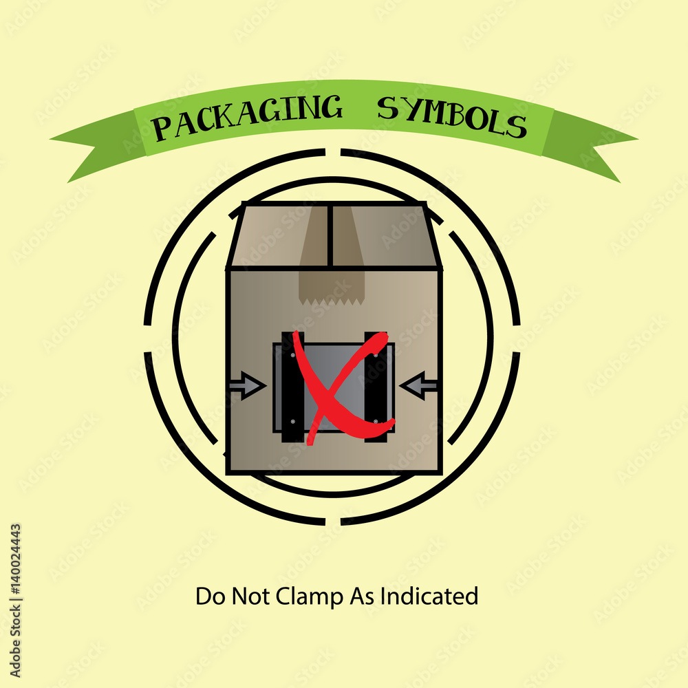 do not clamp as indicate packaged packaging icons. vector illustration ...