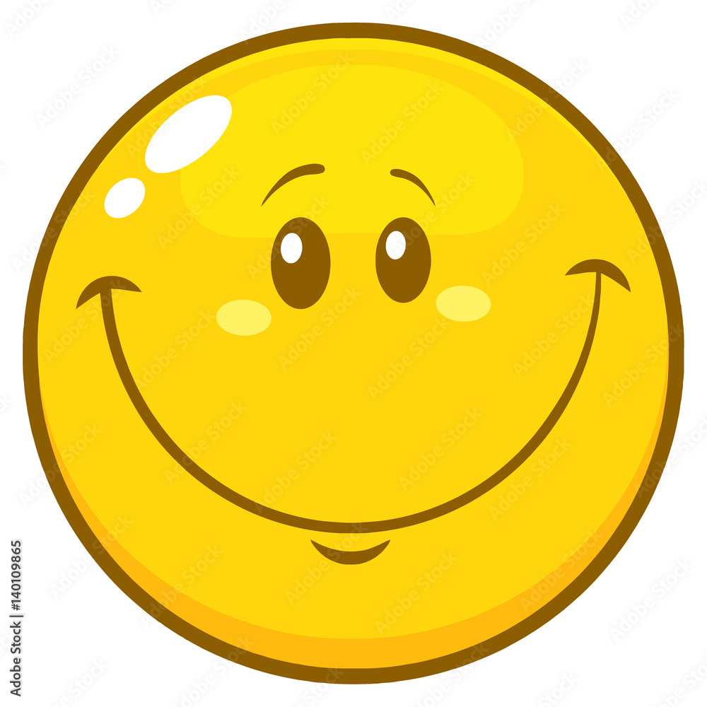 Smiling Yellow Emoticon Face Cartoon Character. Illustration Isolated ...
