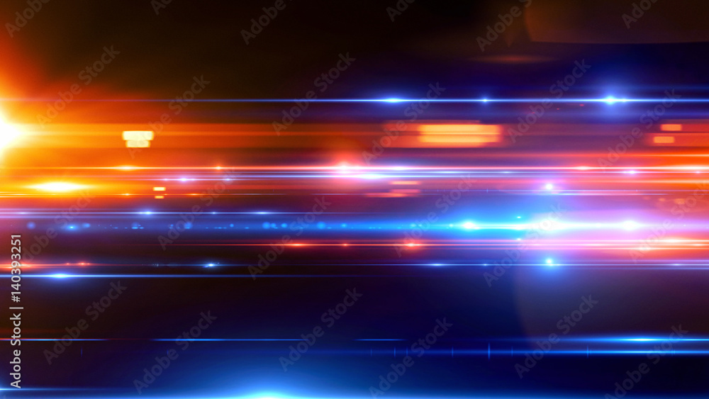 Beautiful light flares. Glowing streaks dark background. Luminous ...
