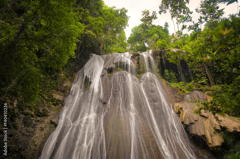 Batanta Island Waterfall, Indonesia. After a one hour hike through rain ...