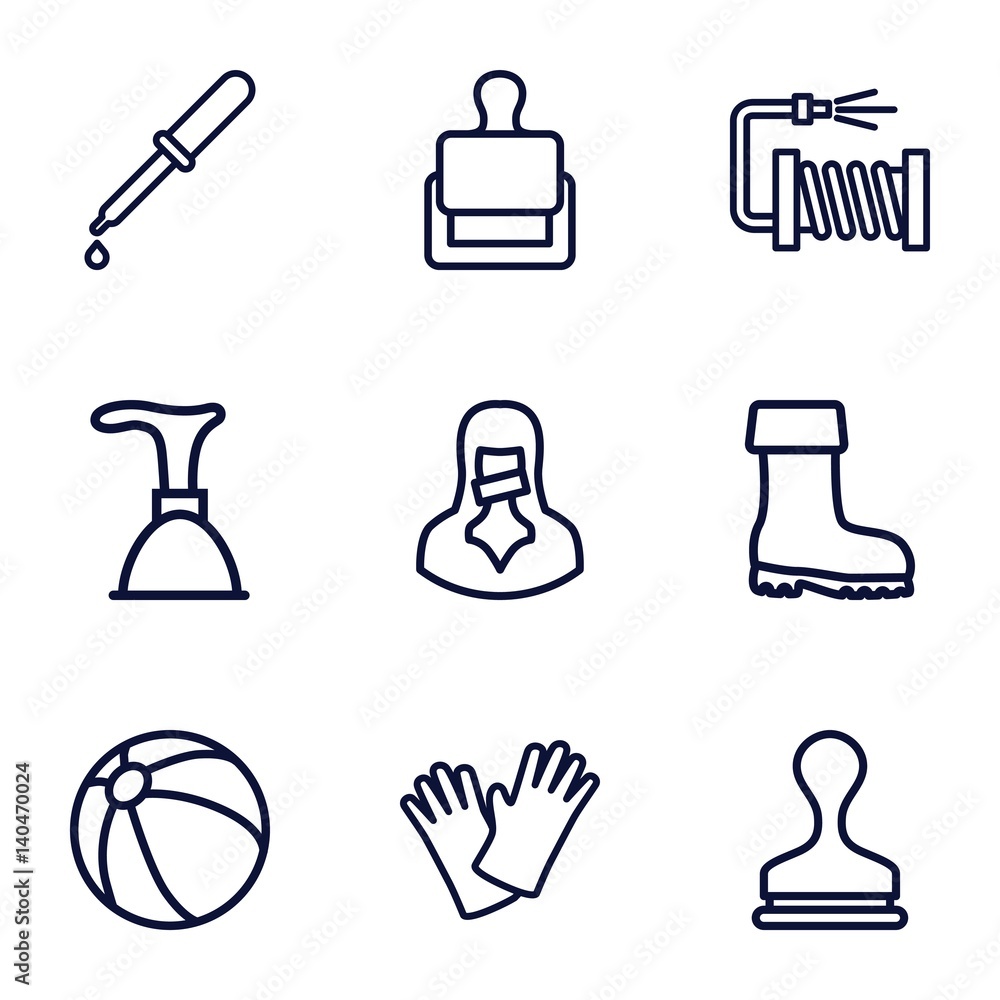 Image vectorielle Stock Set of 9 rubber outline icons | Adobe Stock