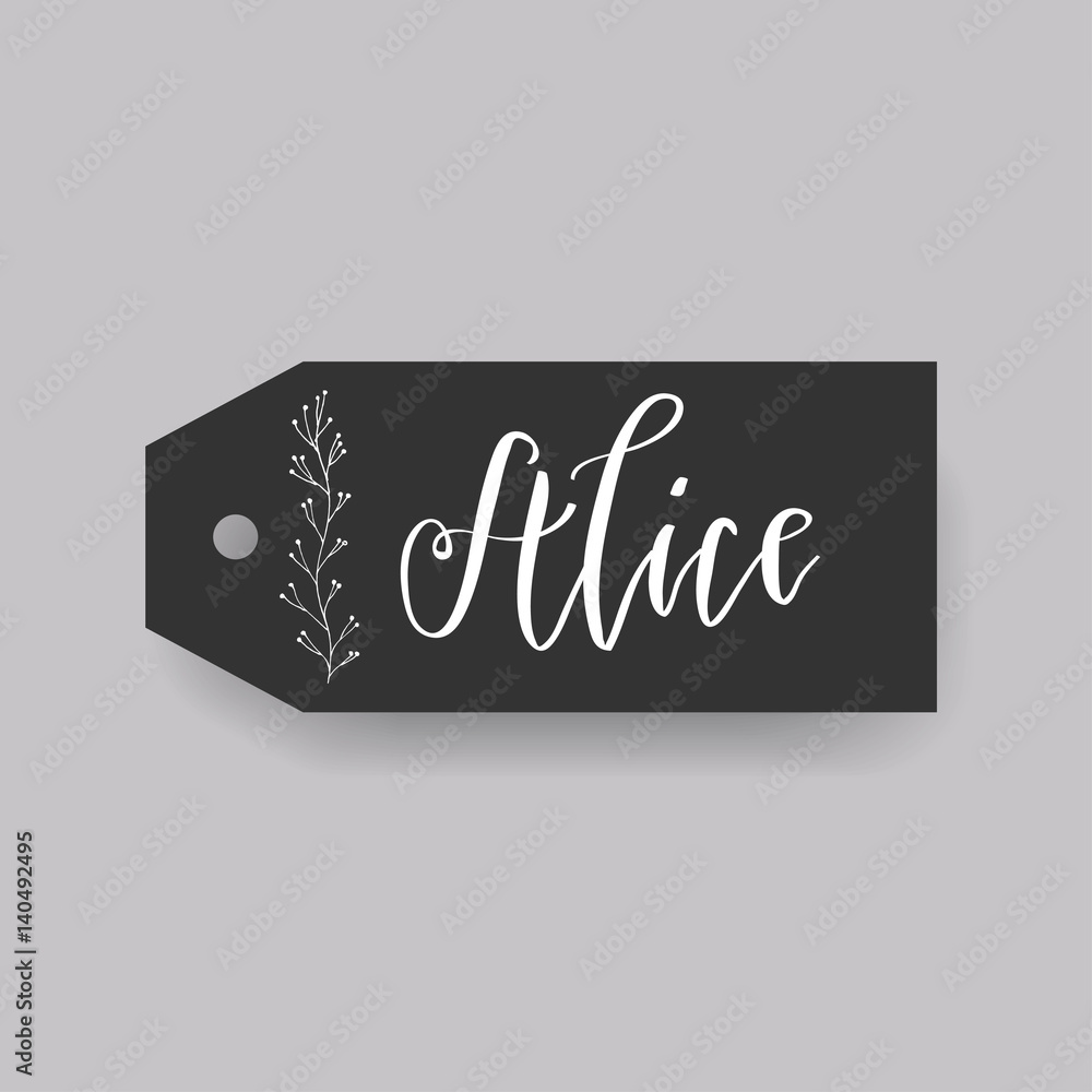 Stock-Vektorgrafik „Common female first name Doris on a tag. Hand drawn ...