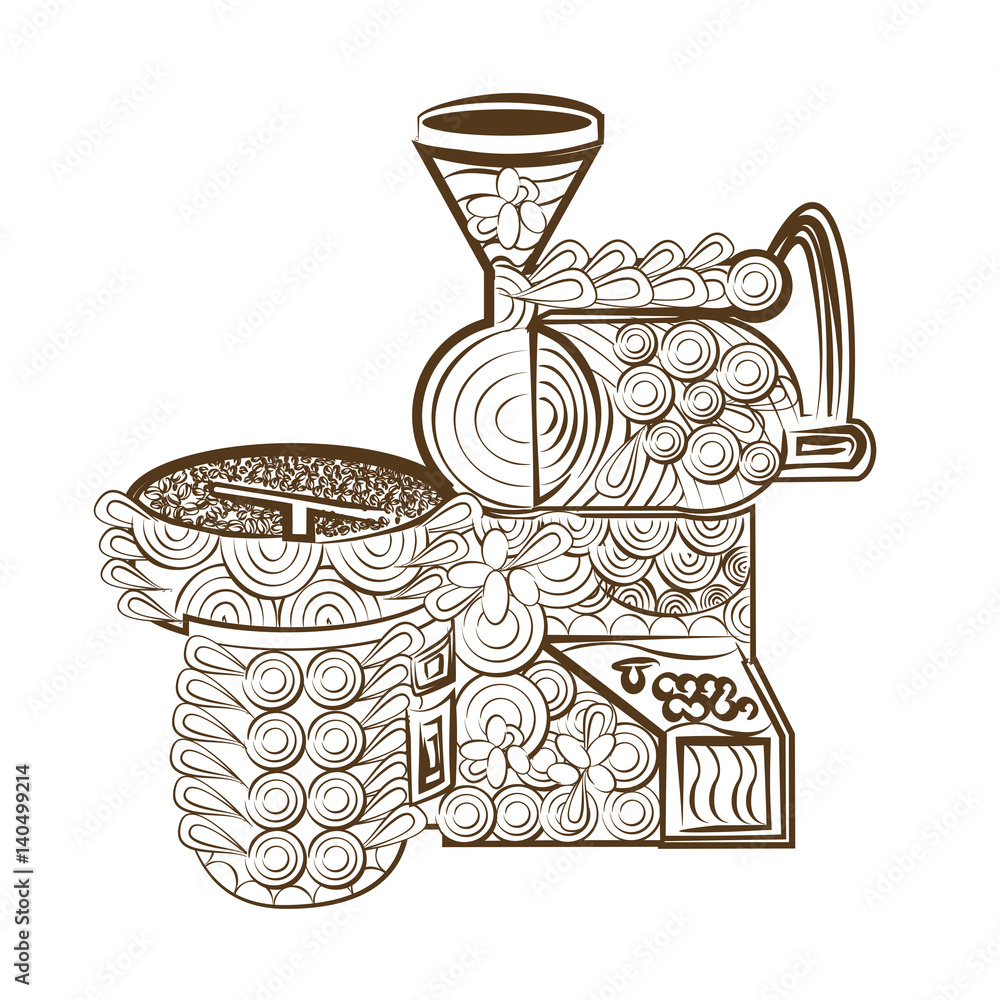 line art design coloring page roaster coffee Stock Illustration | Adobe ...