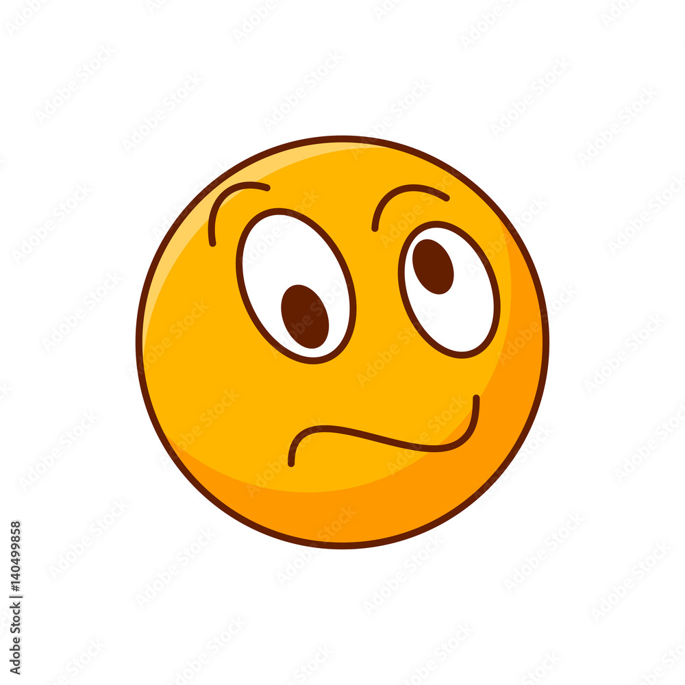 Crazy emoji. Yellow confused smiley. Editable emoticon Stock Vector ...