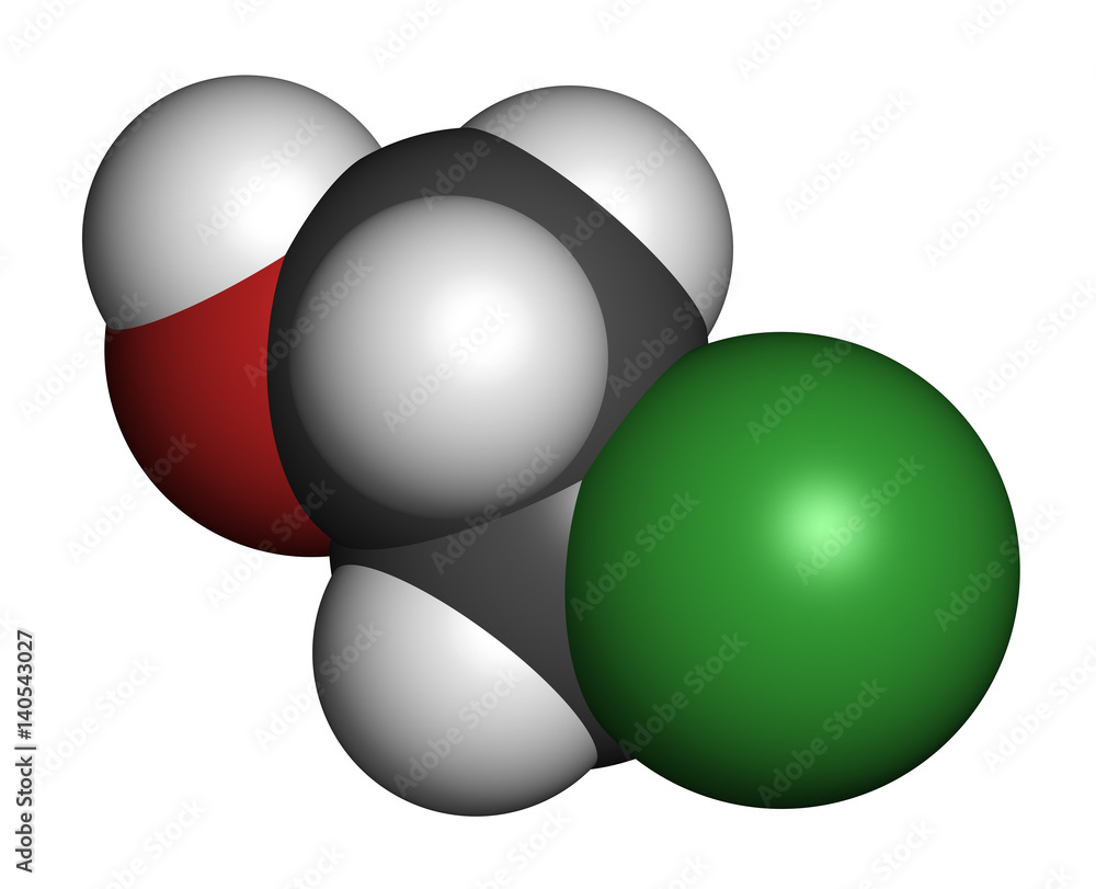 Ethylene chlorohydrin molecule. Side product formed during ethylene ...