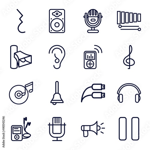 Set of 16 sound outline icons Stock Vector | Adobe Stock