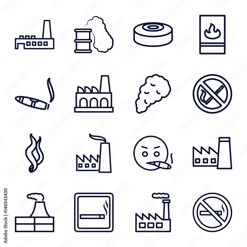 Set of 16 smoke outline icons Stock Vector | Adobe Stock
