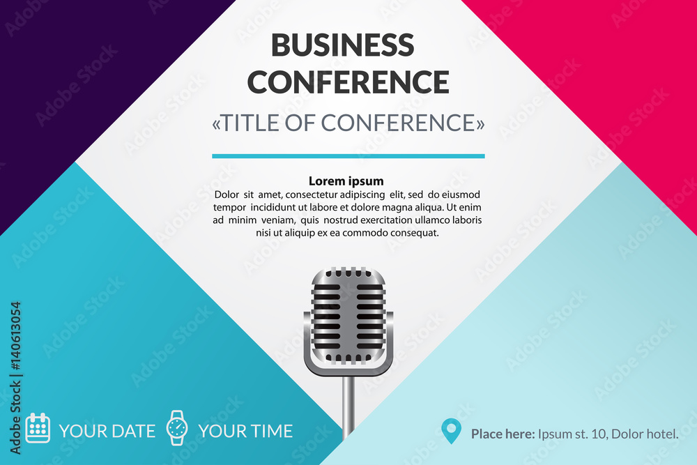 Business conference invitation concept. Colorful simple geometric ...