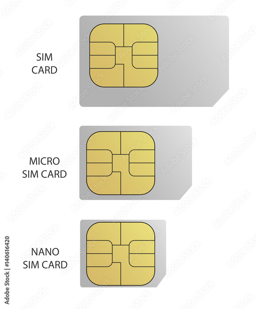 Gray SIM card with gold ship isolated on white background. Simple web ...