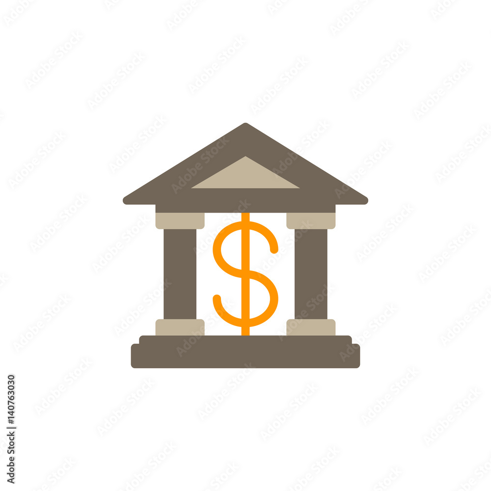 Bank building icon vector, filled flat sign, solid colorful pictogram ...