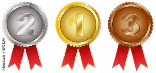1, 2 und 3 Platz Medaille Stock Vector | Adobe Stock