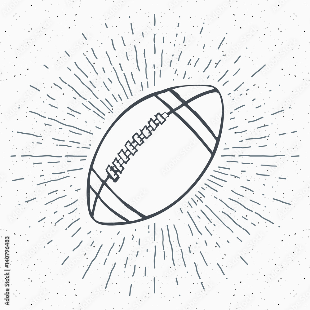 Vintage label, Hand drawn Football, soccer ball sketch, grunge textured ...