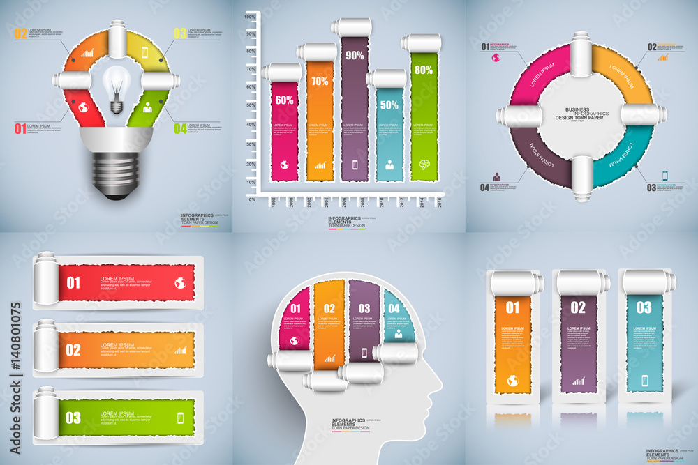 Infographic torn paper data visualization Stock Vector | Adobe Stock