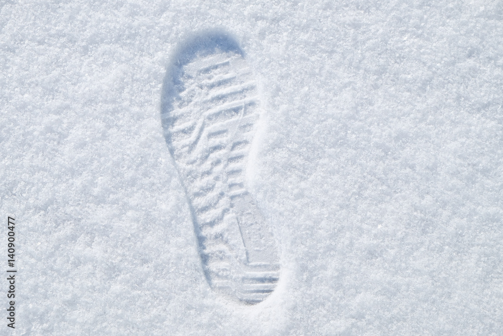 footprint in the fresh snow Stock Photo | Adobe Stock