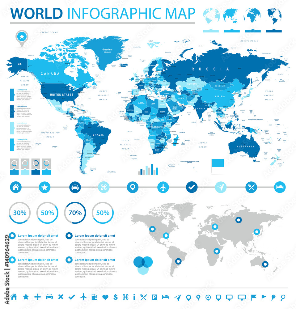 World Map - Infographic Set Stock Vector | Adobe Stock