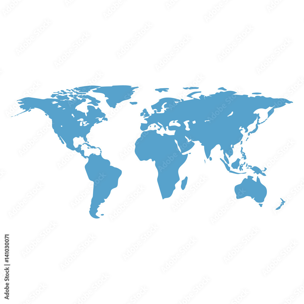 World map. The main outlines of the continents. Flat design. Abstract ...