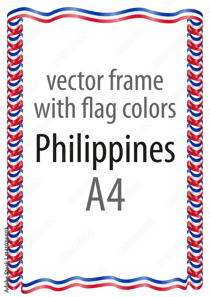 Frame and border of ribbon with the colors of the Philippines flag 素材庫 ...