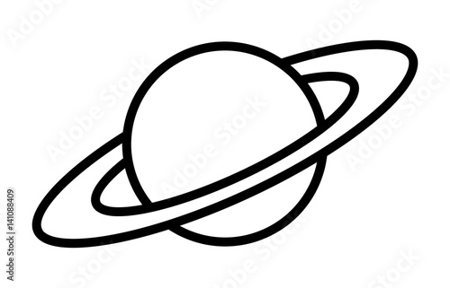 Planet Saturn with planetary ring system line art icon for astronomy ...
