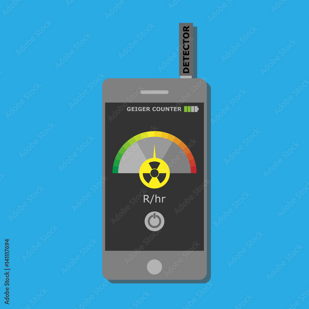 Manual radiometer verification of radiation contamination. Flat vector ...
