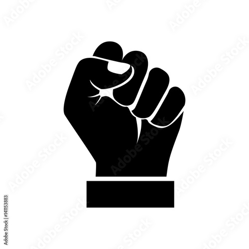 Fist black icon isolated on white background. Vector illustration flat ...