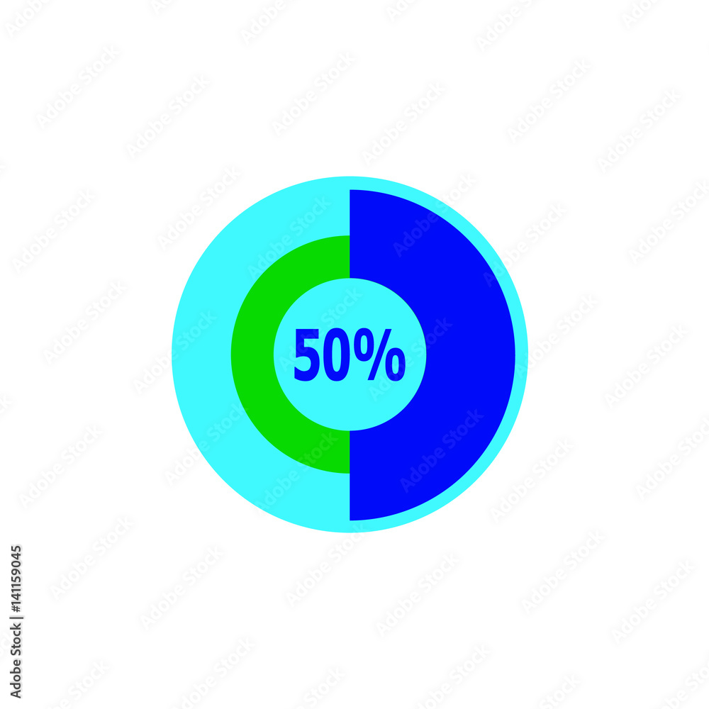 Chart 50 percent, pie graph. Vector illustration Stock Vector | Adobe Stock
