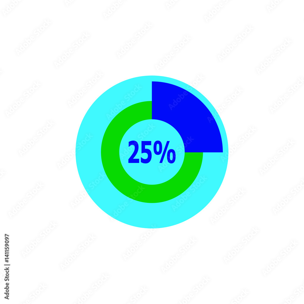 Chart 25 percent, pie graph. Vector illustration Stock Vector | Adobe Stock