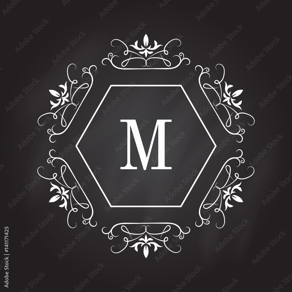 Monogram logo template. Identity design for shop, restaurant, beauty ...