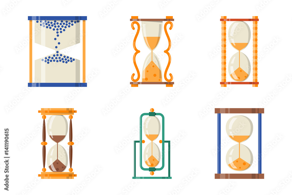Sandglass icon time flat design history second old object and sand ...
