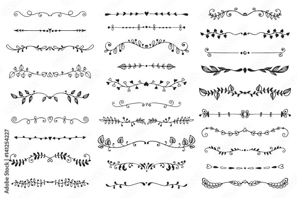Vector collection of hand drawn borders in sketch style Stock Vector ...