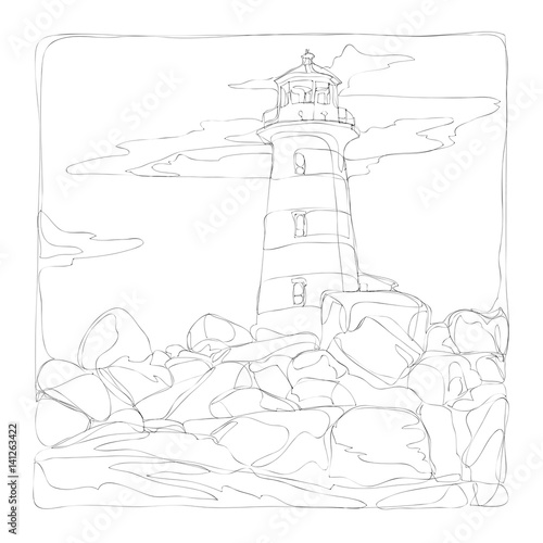 marine life line art continuous line drawing coloring page Stock Vector ...