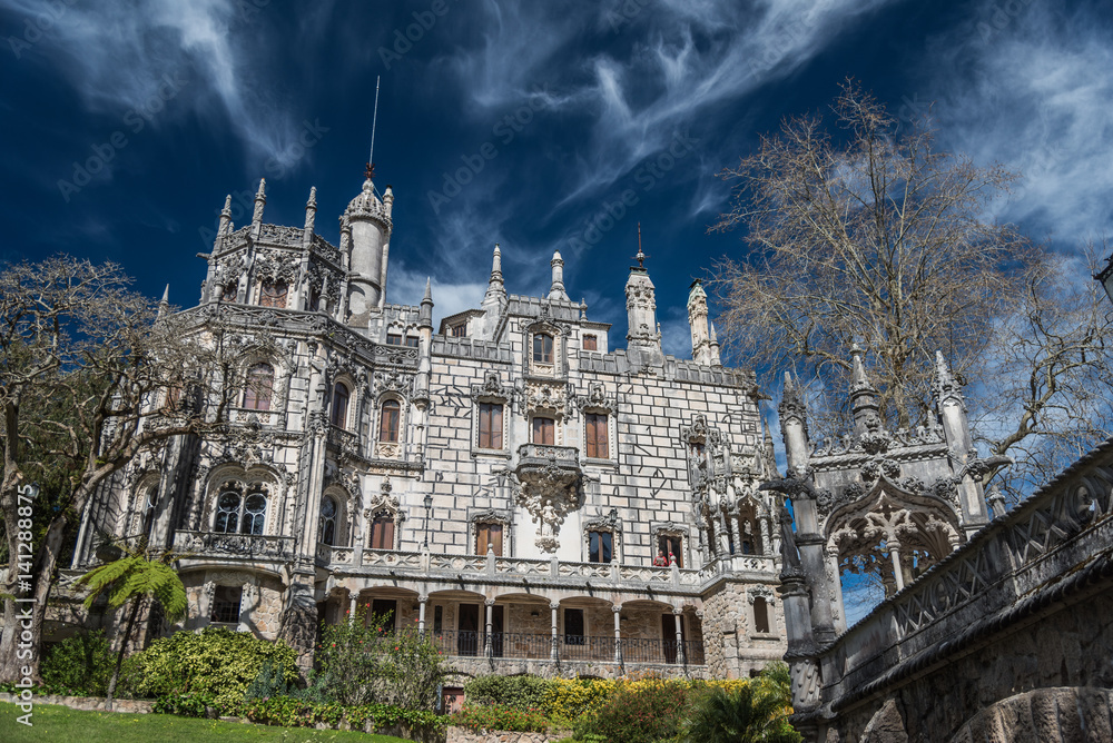 The Regeleira Palace, Quinta da Regaleira, as seen from the bridge over ...