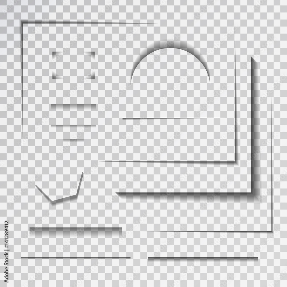 Vector realistic paper cuts on the transparent background. Set of ...