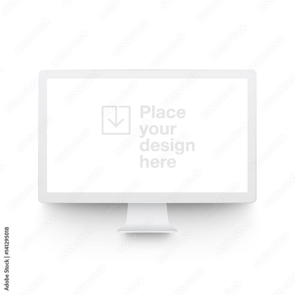 Vector de Stock White vector clay render monitor mock up. | Adobe Stock