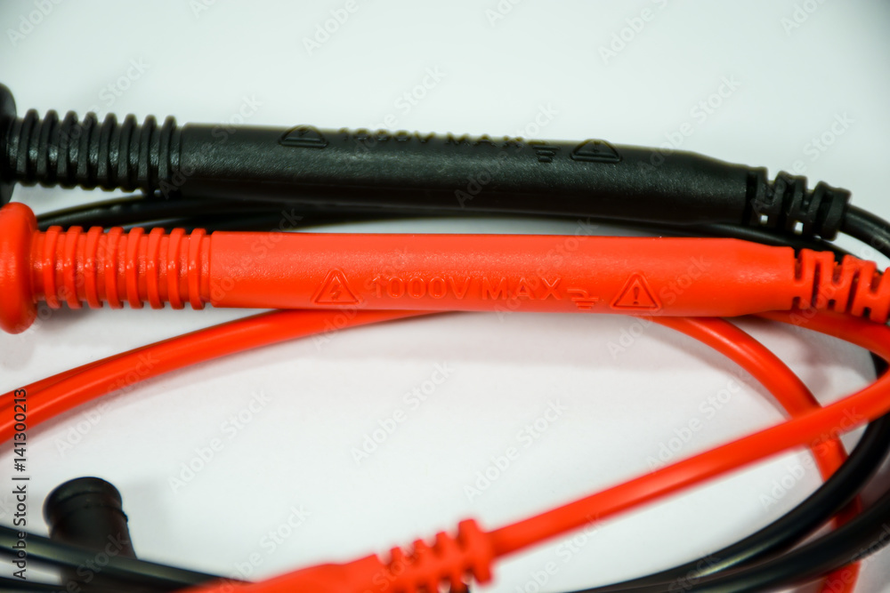 Wires for digital multimeter (red and black) Stock Photo | Adobe Stock