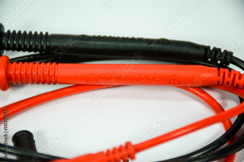 Wires for digital multimeter (red and black) Stock Photo | Adobe Stock