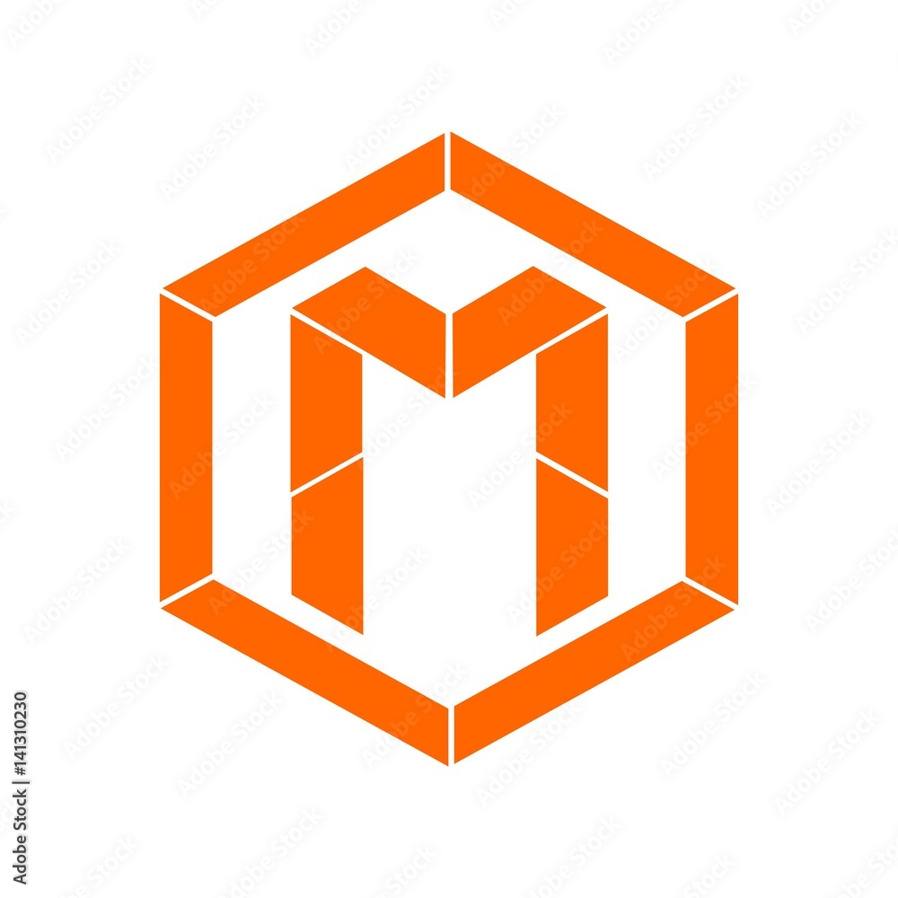 letter M orange color logo vector Stock Photo | Adobe Stock