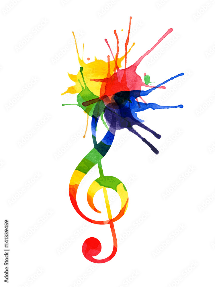 Watercolour Treble Clef Symbol Stock Vector | Adobe Stock