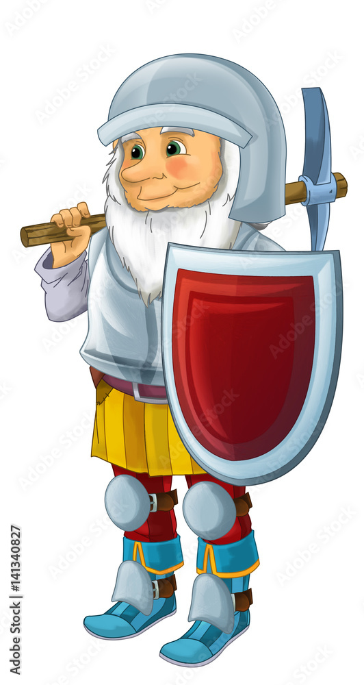 cartoon happy dwarf warrior standing and looking isolated illustration ...