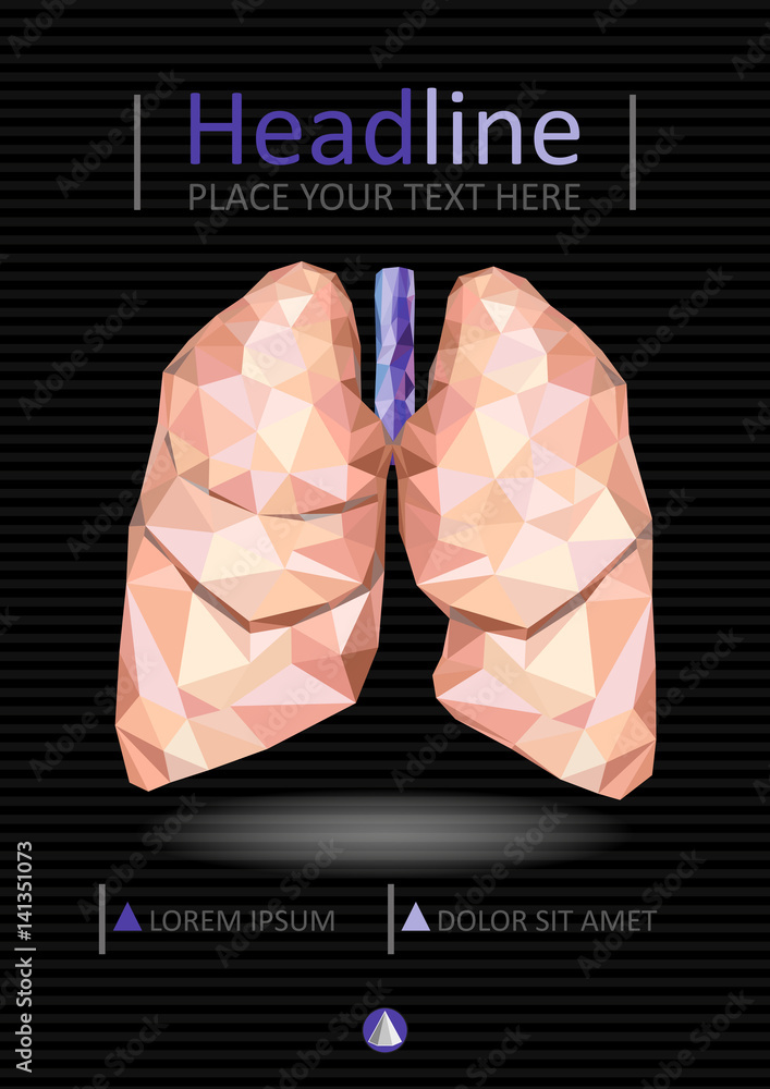 Book cover design with human lungs in low poly. Vector. Stock Vector ...