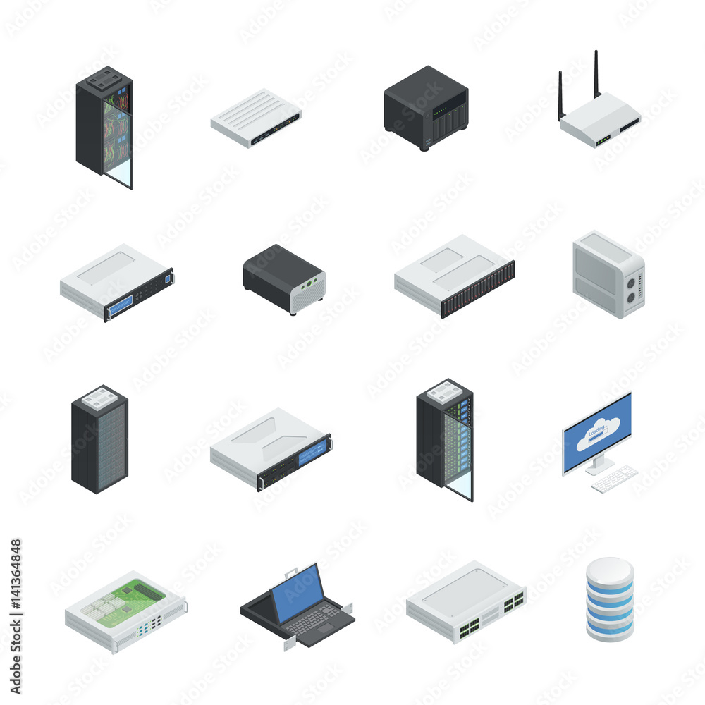 Data Center Icon Set Stock Vector | Adobe Stock