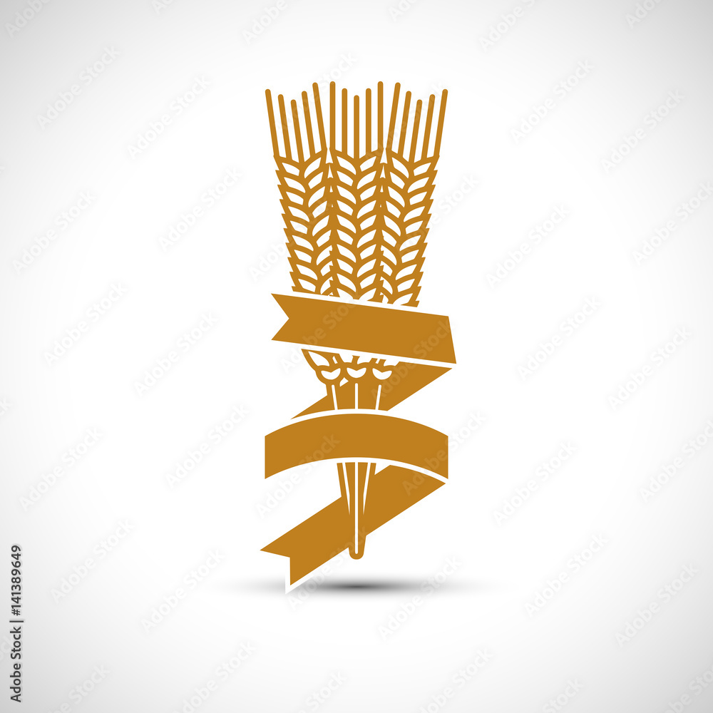 Wheat logo with ribbon vector illustration food symbol Stock Vector ...