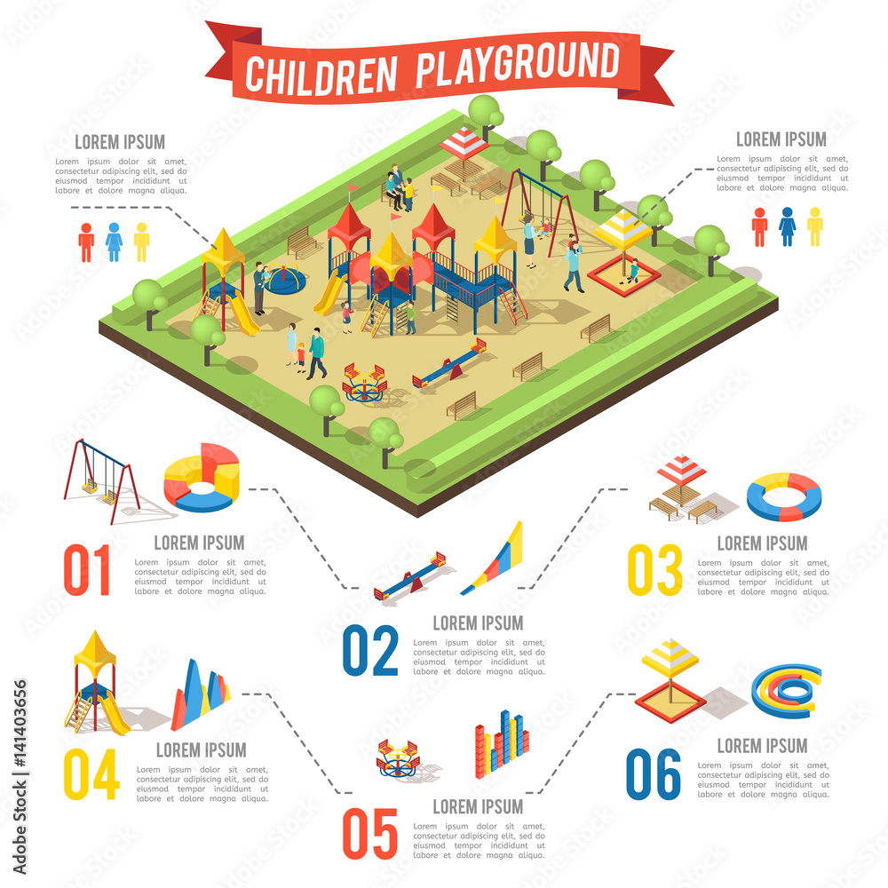 Isometric Playground Infographic Concept Stock Vector | Adobe Stock