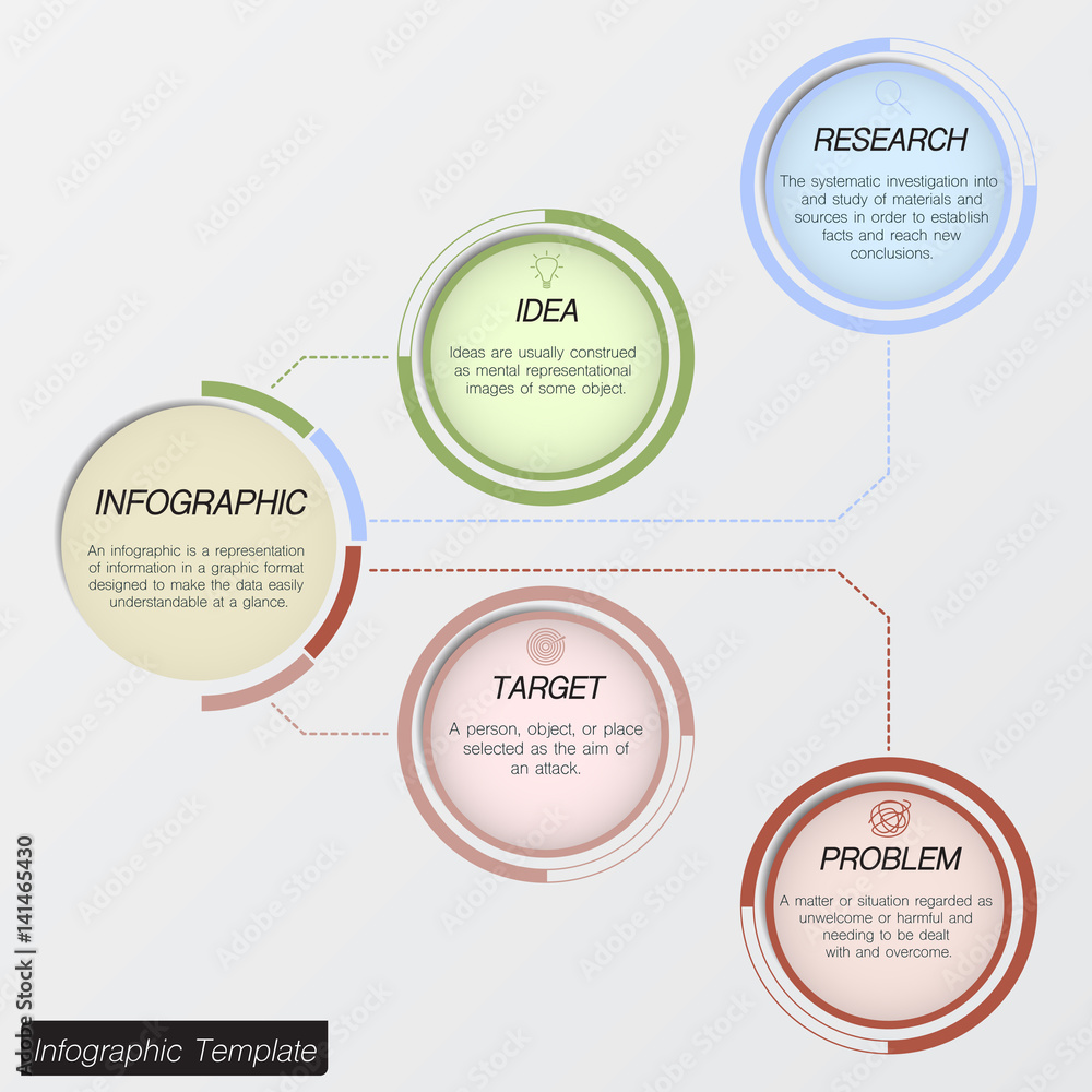 infographic template design in blue/green/brown/pink color. Stock ...