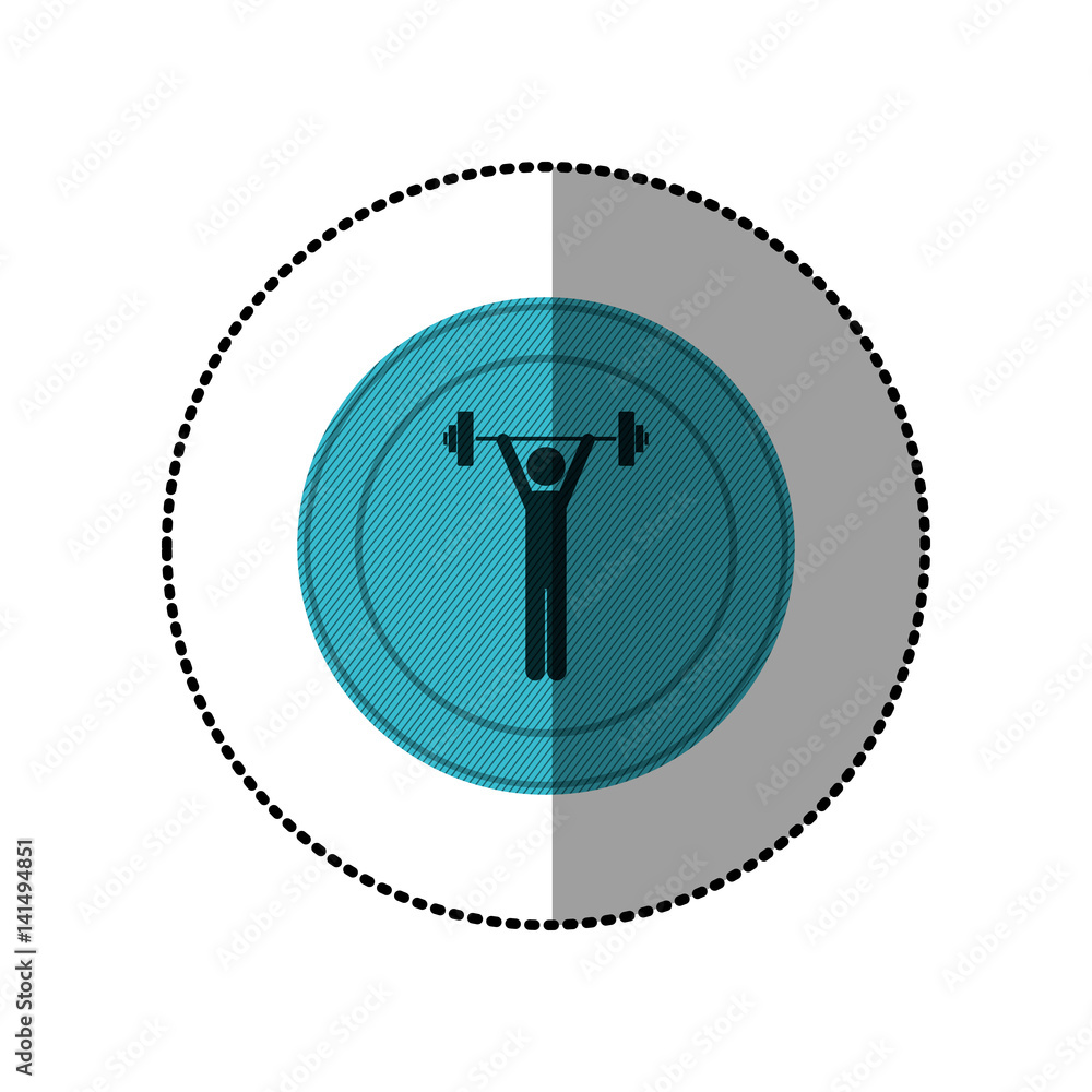 blue symbol person lifting weights gym, vector illustration image Stock ...