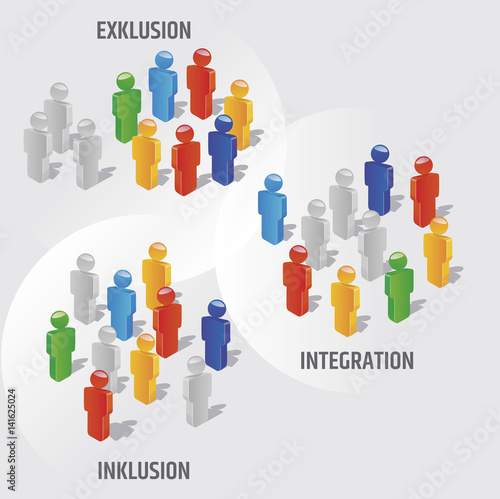 Exklusion - Inklusion - Integration, Figuren Stock-Vektorgrafik | Adobe ...